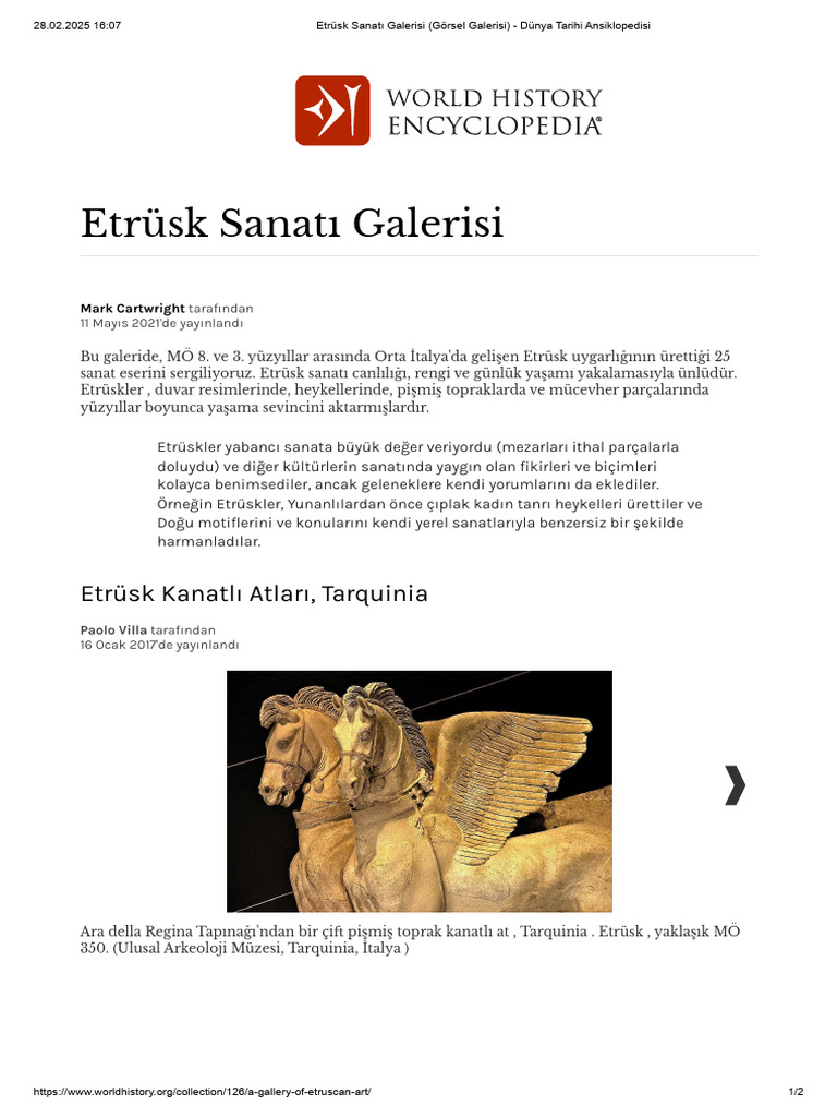 Etrüsk Sanatı Galerisi (Görsel Galerisi) - Dünya Tarihi Ansiklopedisi | PDF