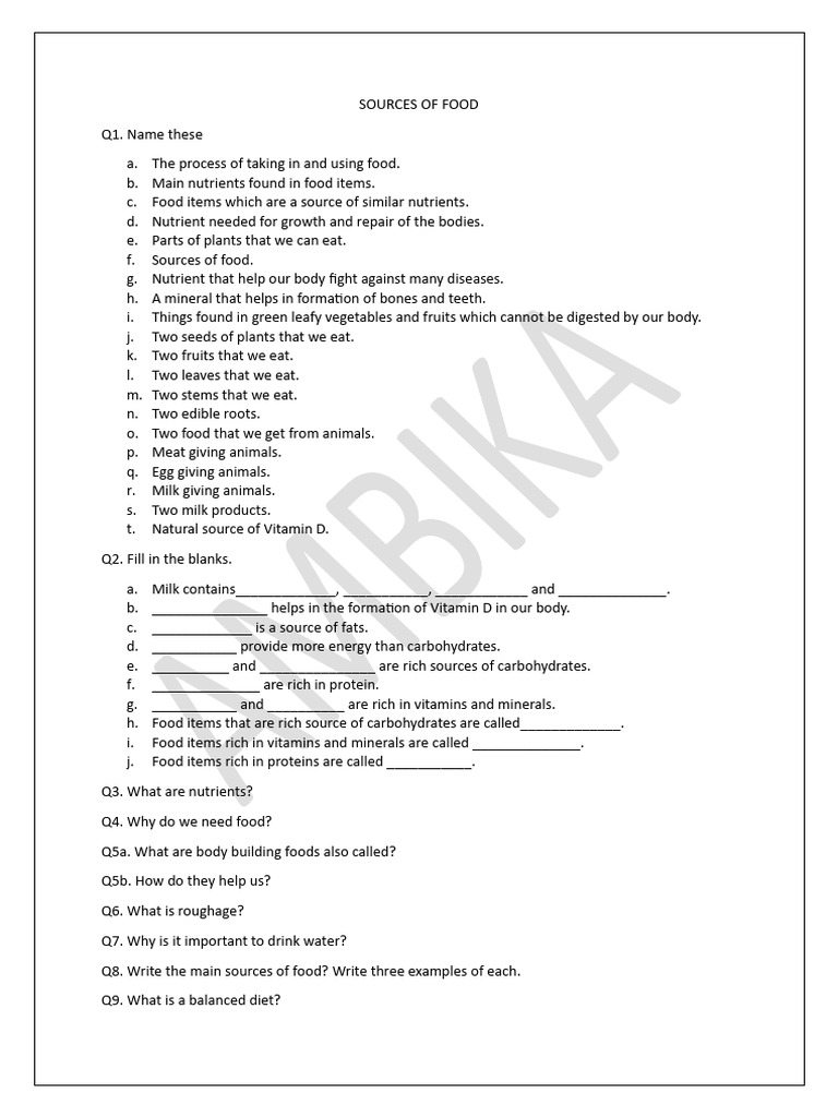 SOURCES OF FOOD | PDF