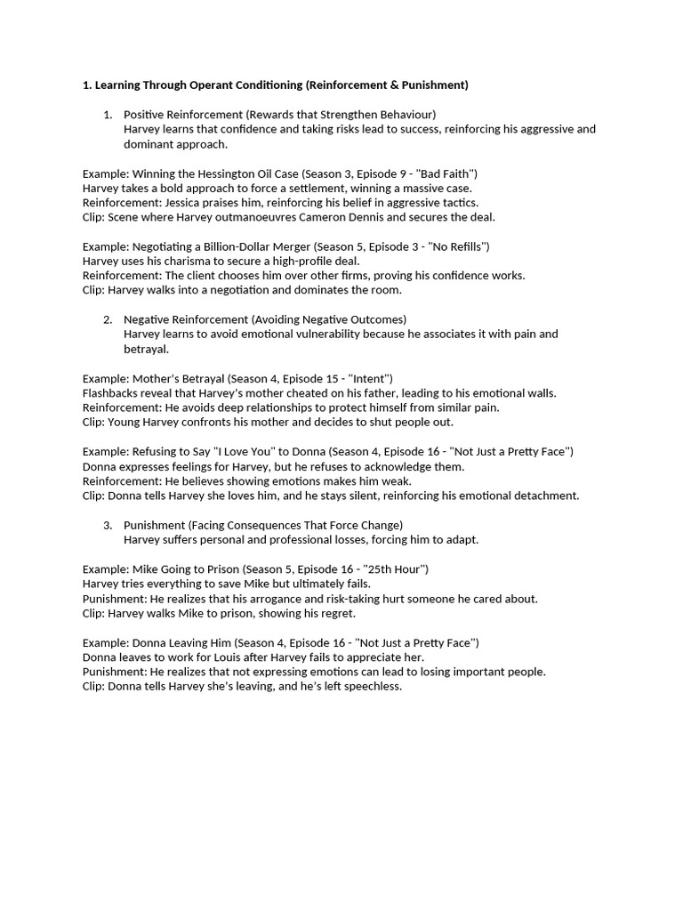 Harvey Specter Learning | PDF | Reinforcement | Punishments