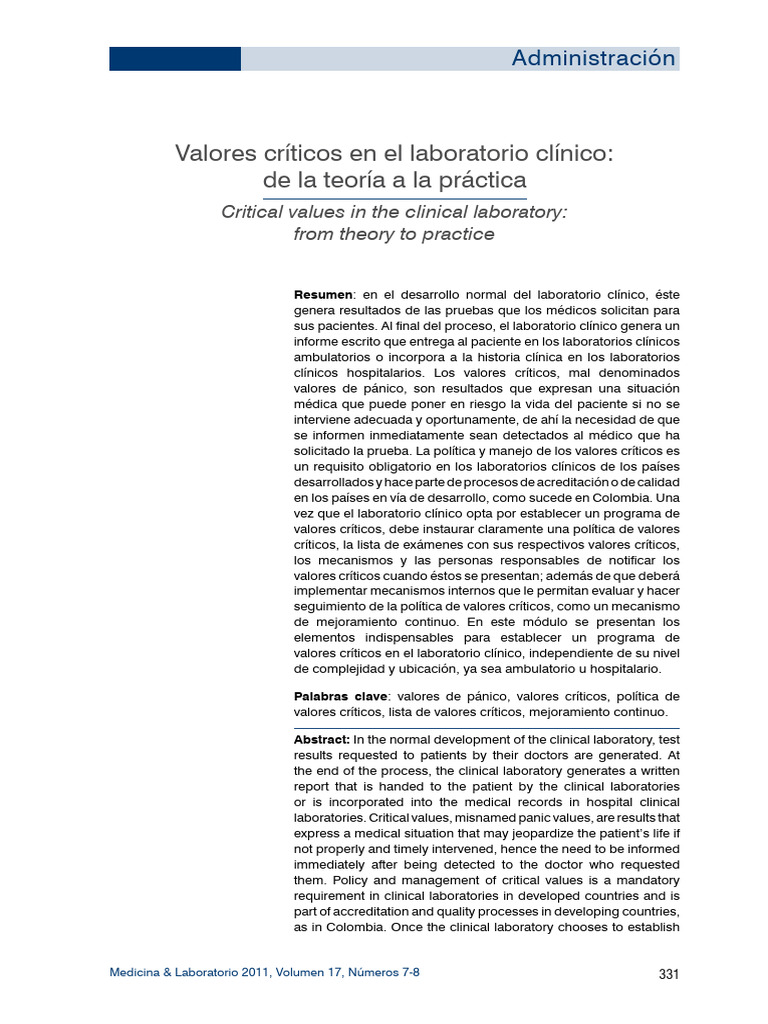 Dialnet ValoresCriticosEnElLaboratorioClinico 8741726 | PDF ...