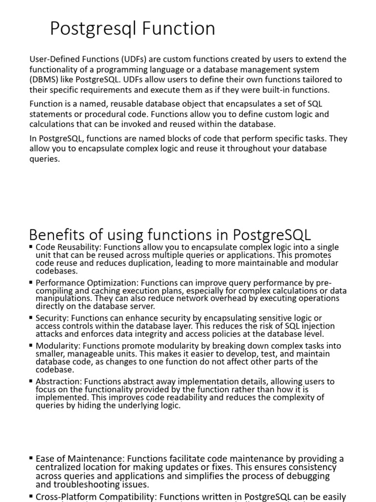 Postgresql Udfs For Developers Pdf Parameter Computer Programming Databases