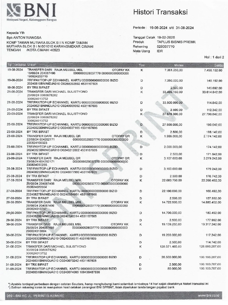 Rek - Koran Bni - 082024 | PDF
