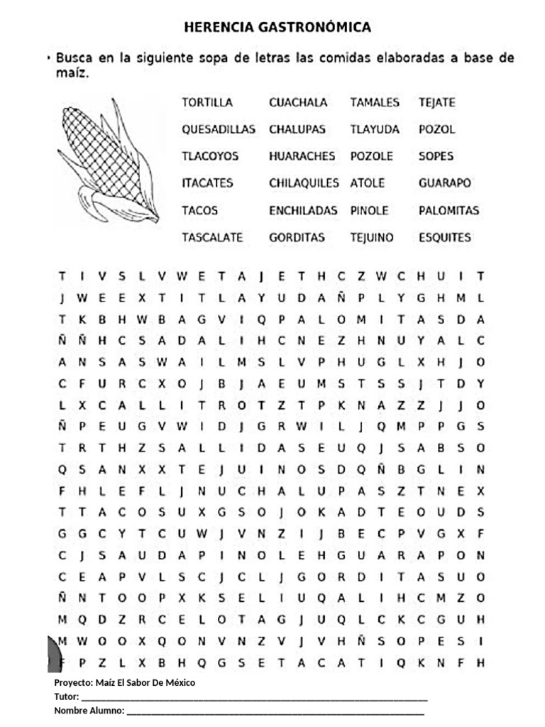 Sopa de Letras Del Maíz | PDF