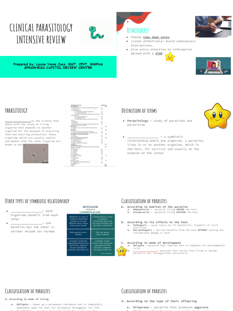 Clinical Parasitology Notes 2024 | PDF | Nematode | Parasitism