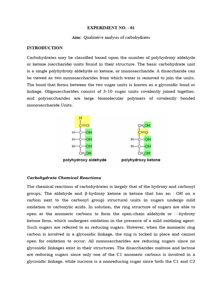 Qualitative Carbohydrate Analysis Methods | PDF | Carbohydrates ...