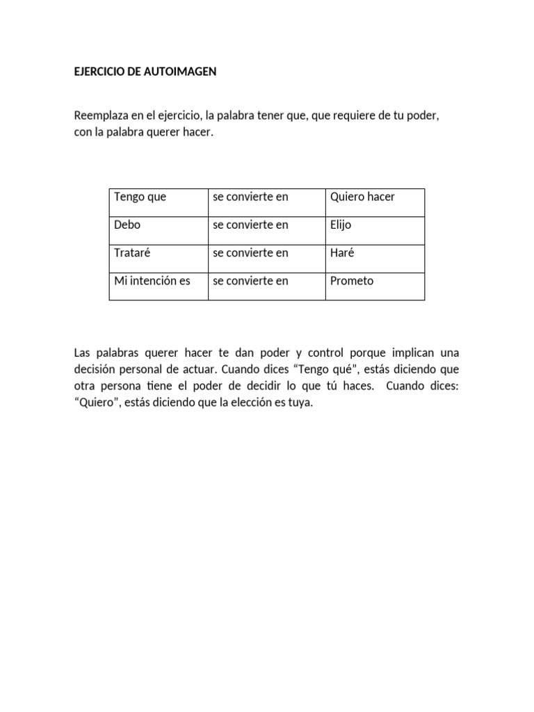 Autoimagen Introducción Al Ejercicio | PDF