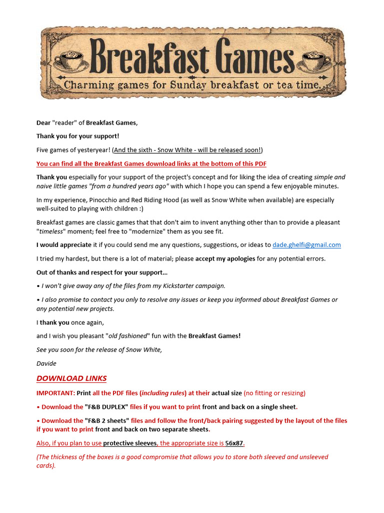 5 Breakfast Games | PDF