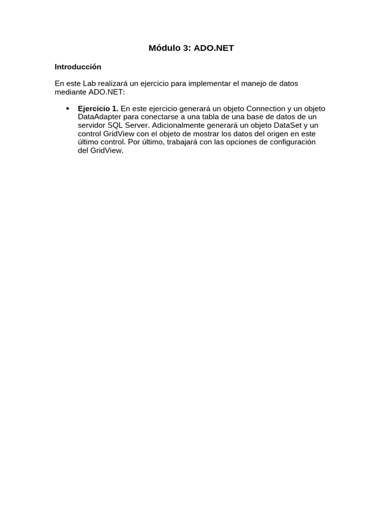 Introducción | PDF | Active X Data Objects | Servidor SQL de Microsoft