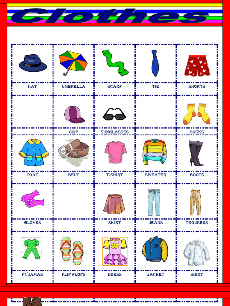 Clothes Pictionary Flashcards Picture Dictionaries 13790 | PDF