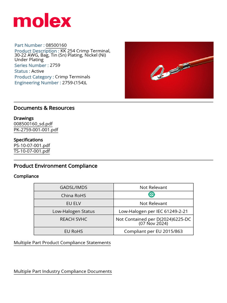 08-50-0160 | PDF | Materials