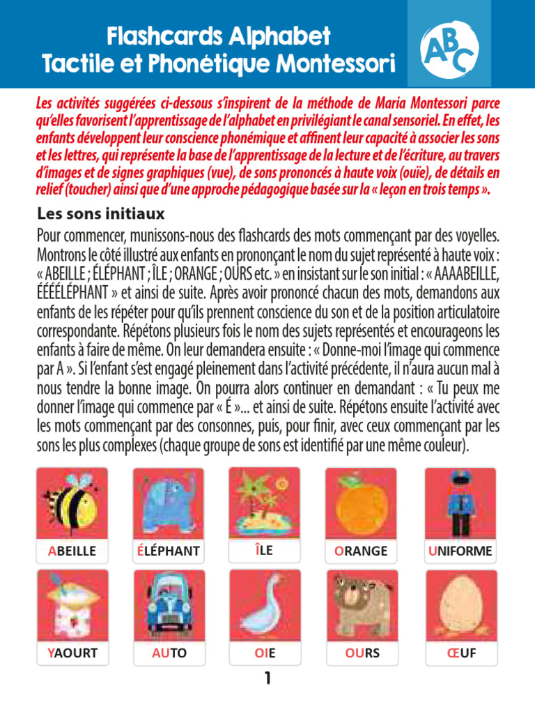 Activités Montessori pour sons initiaux | PDF | Alphabet | Langues