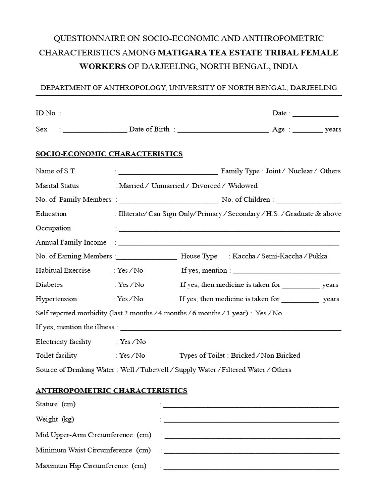 Dissertation Questionnaire On Female | PDF