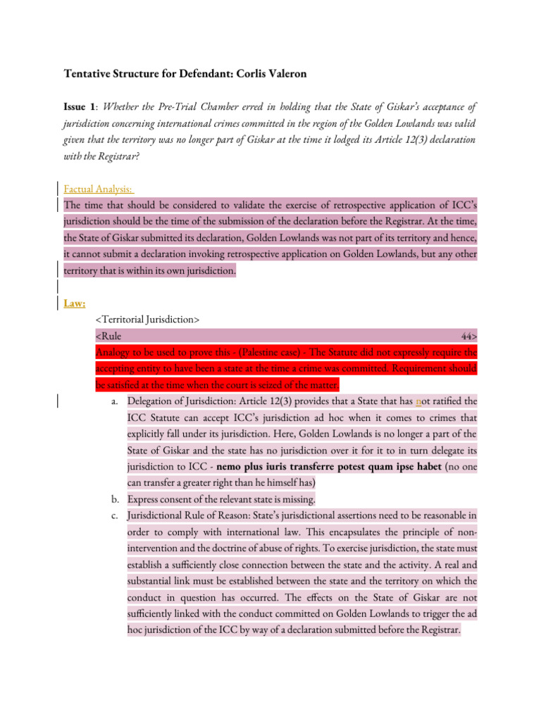 Defendant Tentative Structure | PDF | International Criminal Court ...