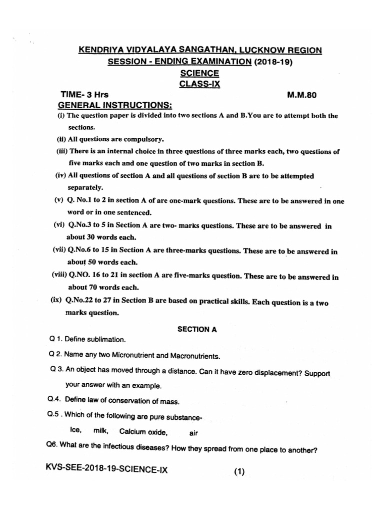 Class IX Science 2018-19 - 250211 - 112657 | PDF