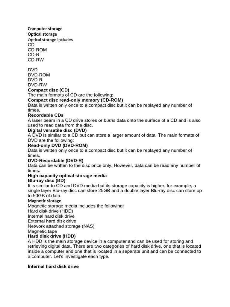 Storage - ICT | PDF | Computer Data Storage | Compact Disc Storage - ICT | PDF | Computer Data Storage | Compact Disc