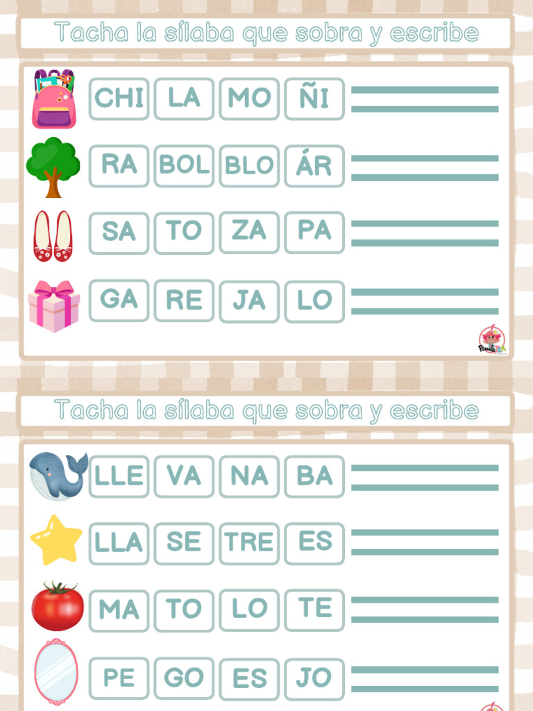 Ejercicios de Tachado de Sílabas | PDF