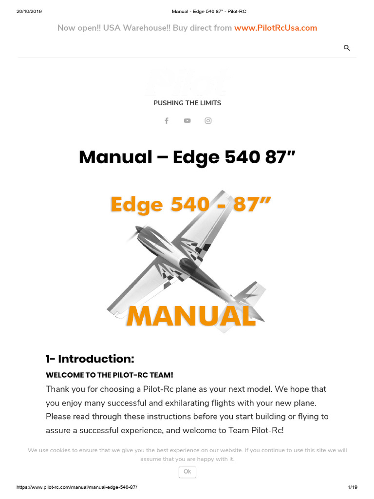 Edge 540 Pilot RC Assembly Manual | PDF | Adhesive | Screw