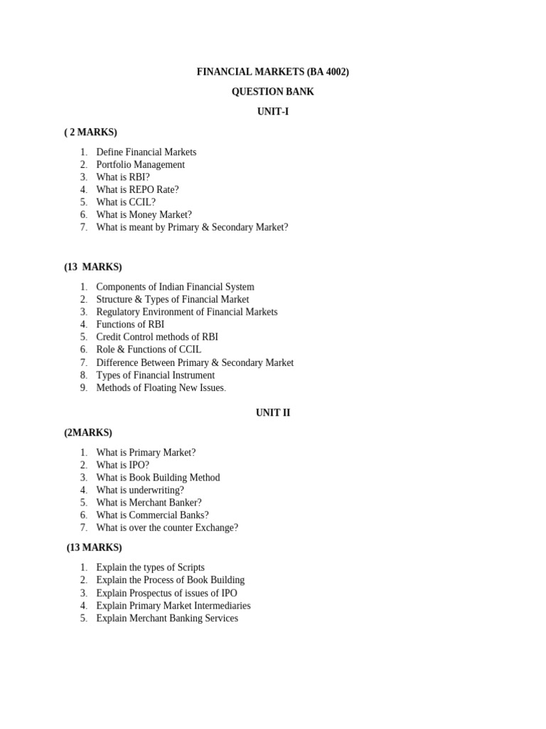 FM Important Questions | PDF | Financial Markets | Option (Finance)