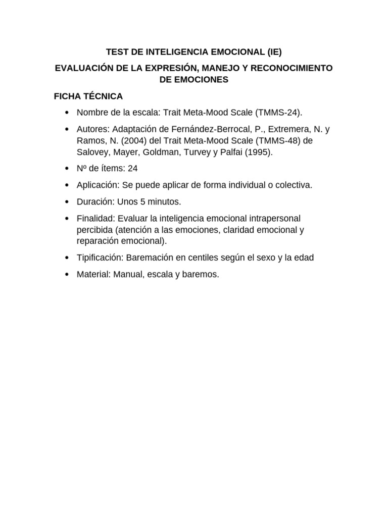 Ficha Tecnica Test Ie | PDF