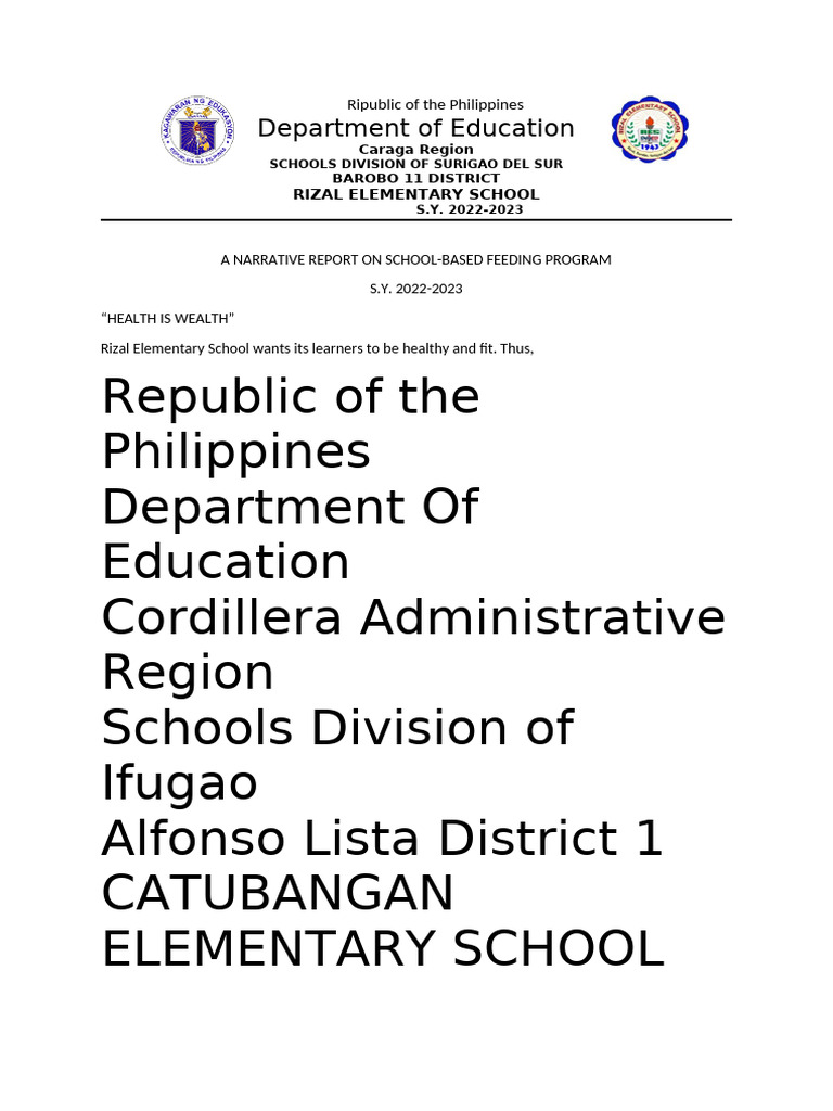 Narrative Report On SBFP 2024 | PDF | Nutrition | Diet & Nutrition