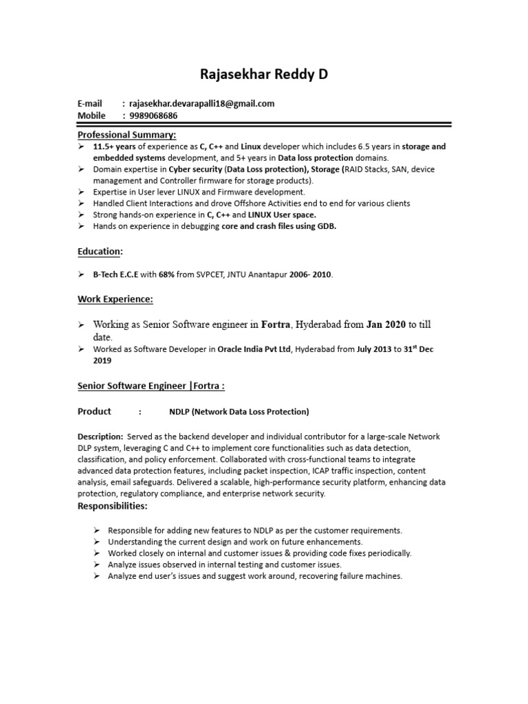 Rajasekhar Devarapalli CV | PDF | Computer Security | Security