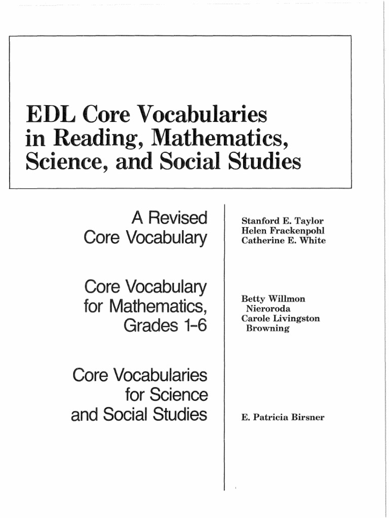 Vdocuments - MX Edl Core Vocabularies | PDF | Vocabulary | Cognition