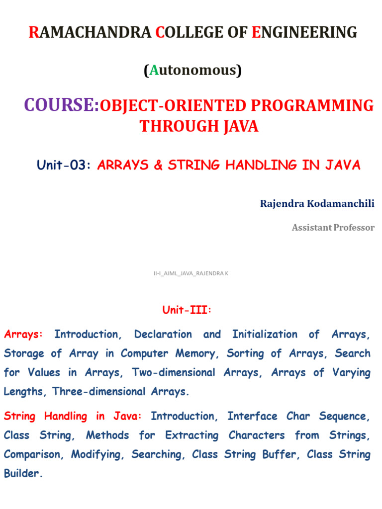 UNIT-03_JAVA_II-I_AIML | PDF | Computer Data Storage | Data Type