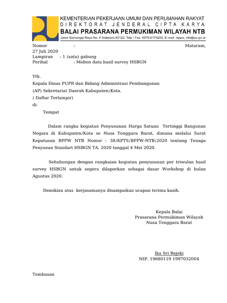 Surat HSBGN 2020 | PDF