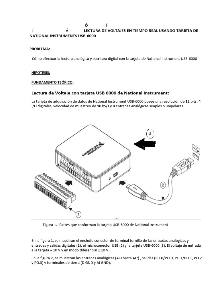 Lectura de Voltajes con NI USB-6000 | PDF | Red eléctrica | USB