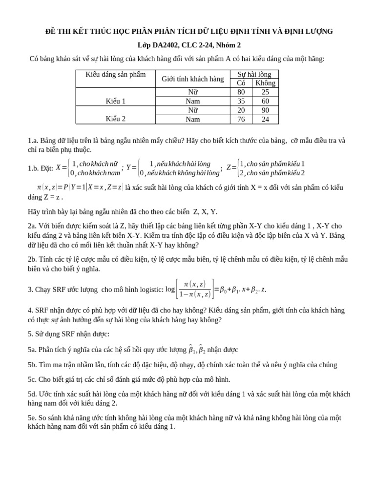 ĐỀ THI PTDL. CLC 2-24. NHÓM 2 | PDF