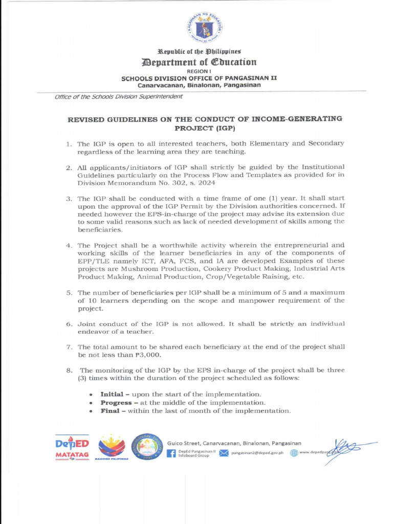 GUIDES TO CONDUCT IGP 1 | PDF