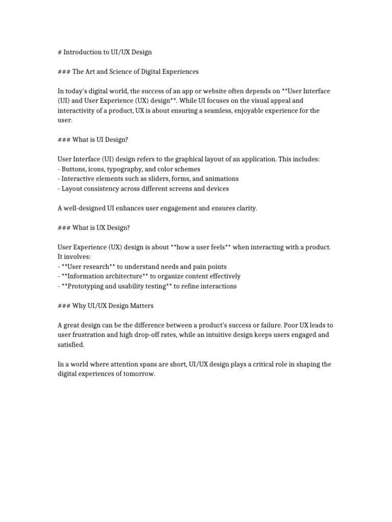 Introduction To UI UX Design | PDF