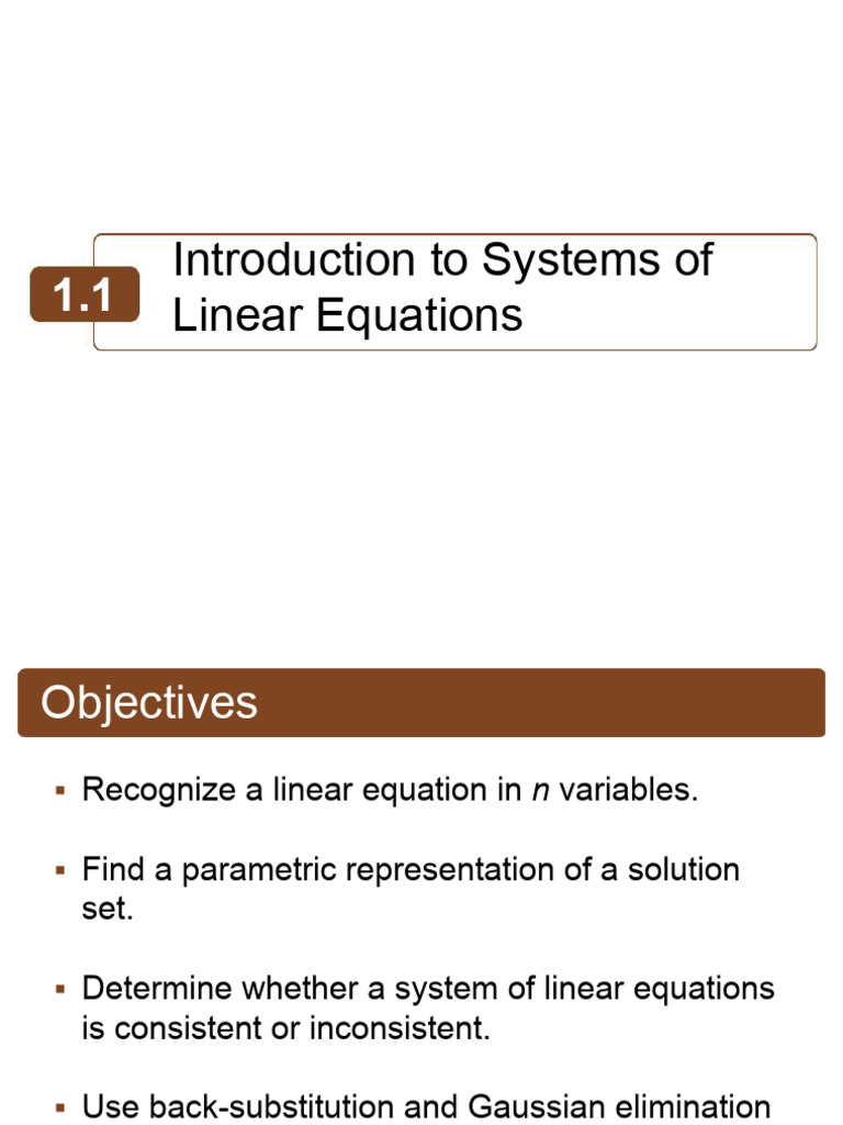 Lecture 1 - Introduction To Systems of Linear Equations | PDF ...