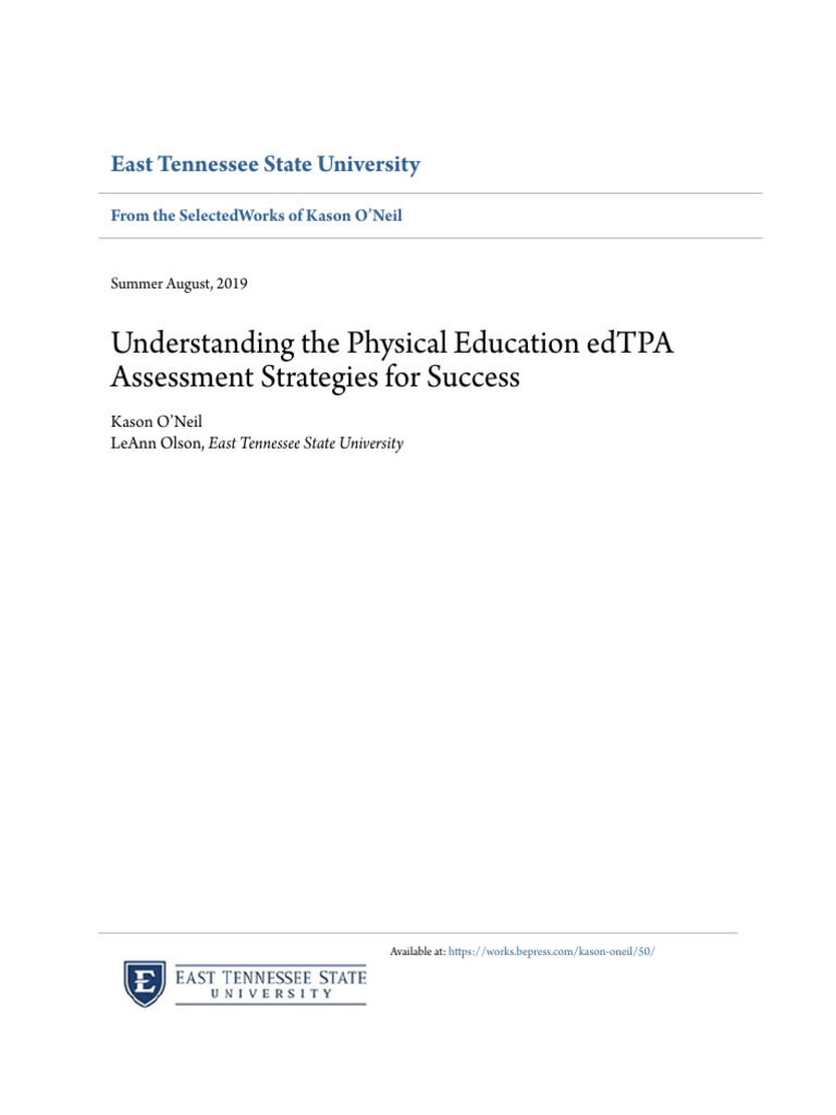 2019- Understanding the Physical Education edTPA Assessment Strategies ...