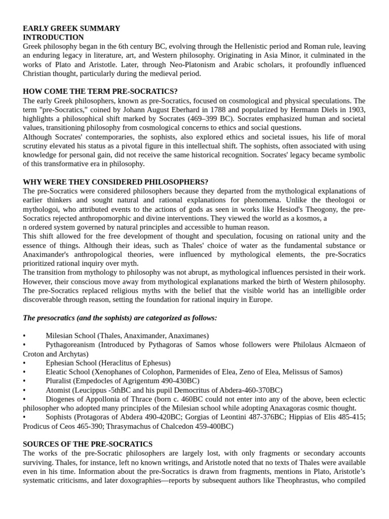 early Greek sum | PDF | Nous | Ancient Greek Philosophy