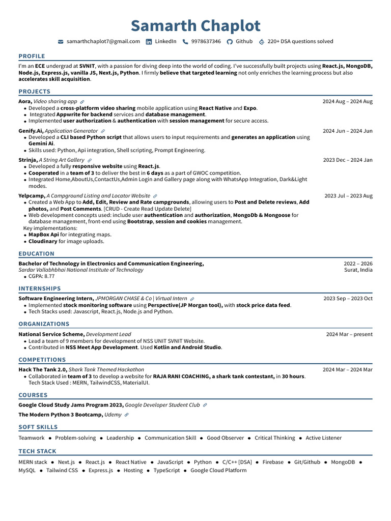 Samarth Chaplot | PDF | Computing | Software