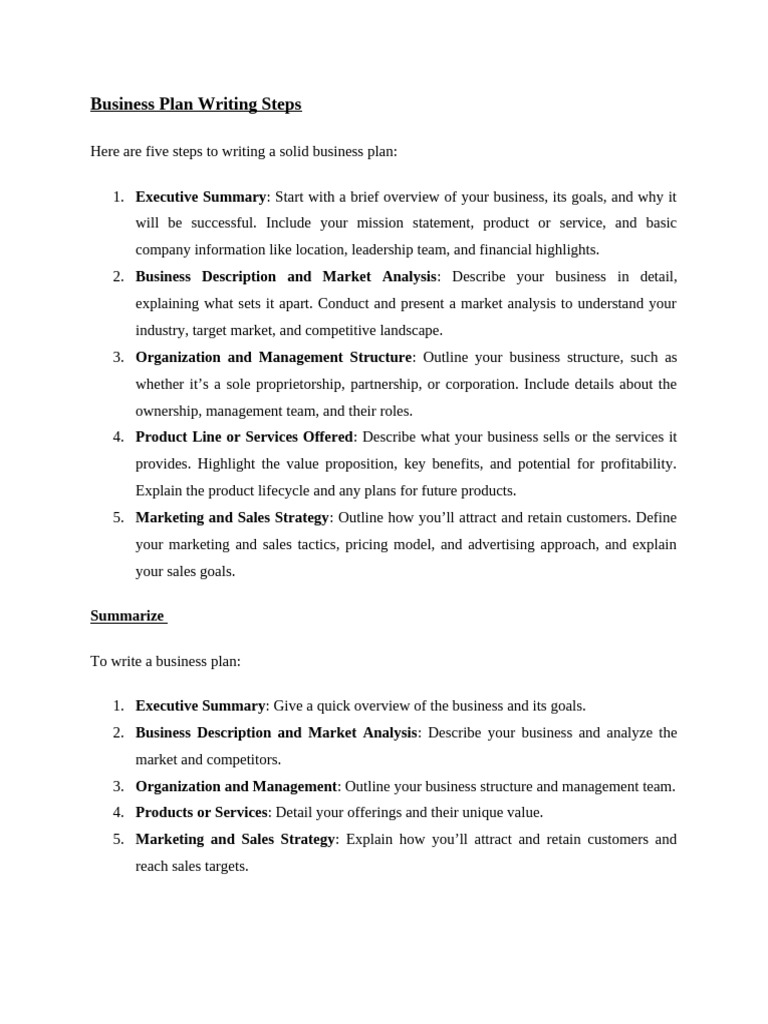 Steps to Write a Business Plan | PDF