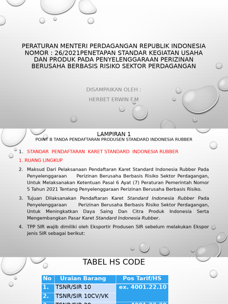 1. Permendag 26 Tahun 2021- Ketentuan Karet Alam SIR Yang ...