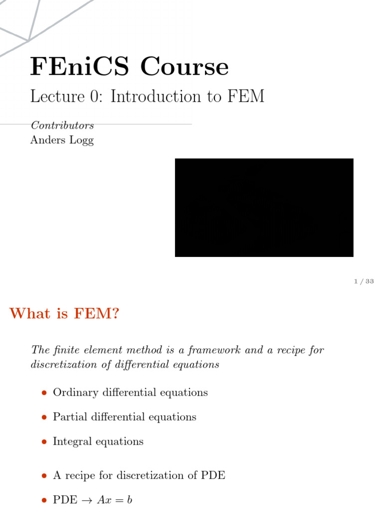 lecture_00_fem_introduction | PDF | Partial Differential Equation | Finite Element Method