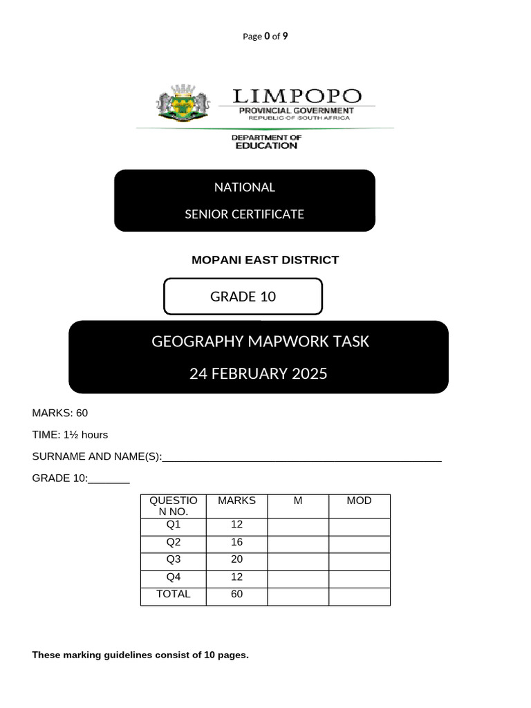 Geog, - GR - 10 - Mapwork - MG, 2025 | PDF | Geographic Information ...