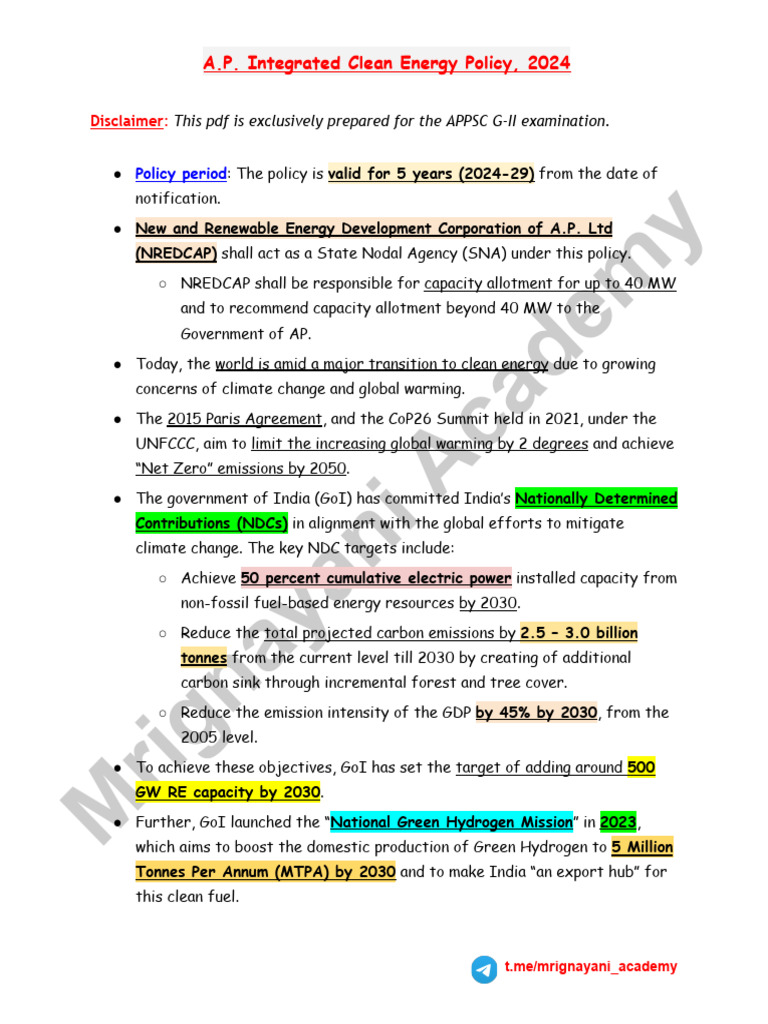 AP Integrated Clean Energy Policy | PDF | Renewable Energy ...