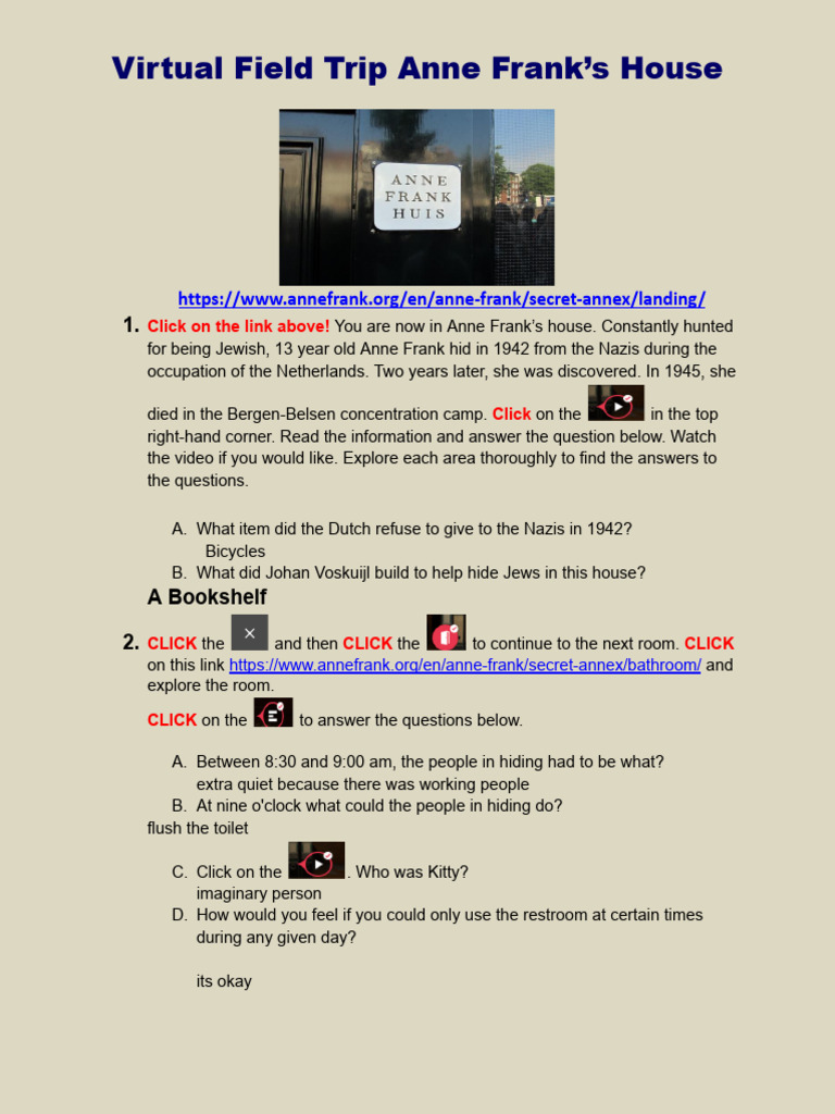 Virtual Field Anne Frank's House | PDF | Anne Frank | The Holocaust