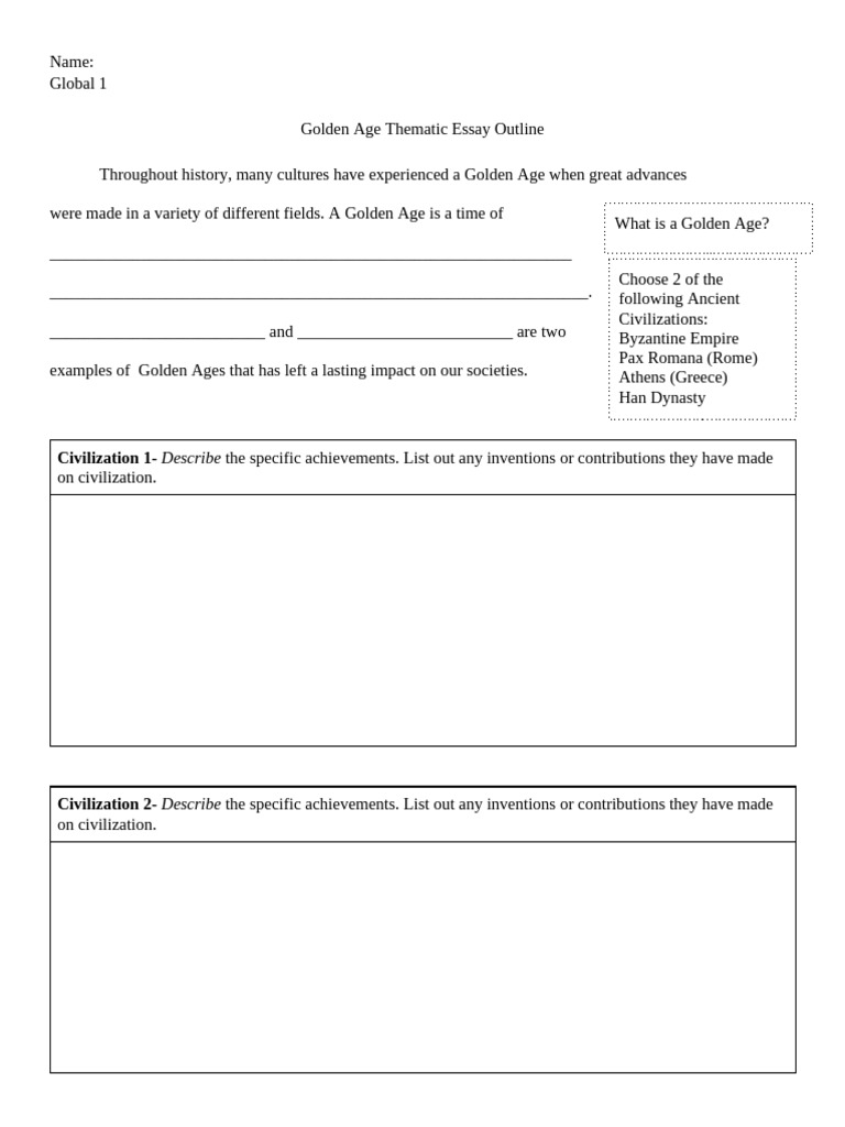 Graphic Organizer For Golden Ages | PDF