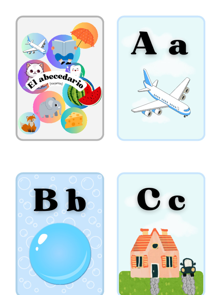 Tarjetas Educativas Del Abecedario Con Imágenes A Color | PDF