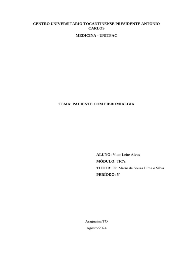 Tic Semana 3 - Fibromialgia | PDF | Fibromialgia | Dor