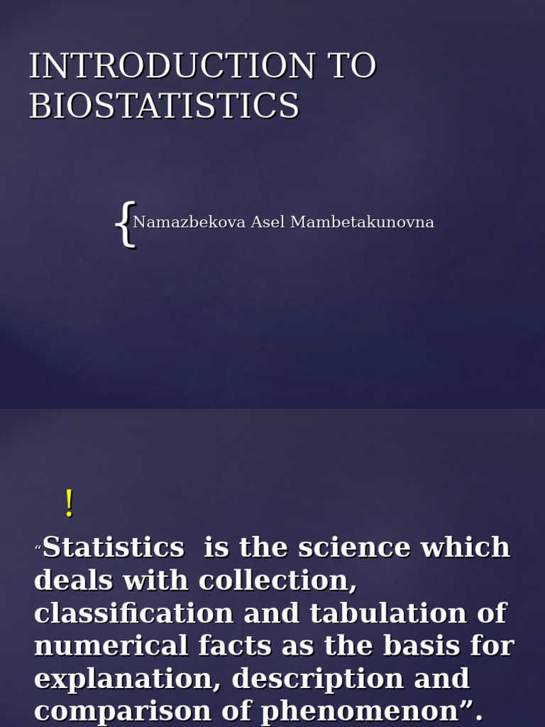 Introductoin to Biostatistics ( 1st and 2nd Lec ) | PDF | Statistics | Scientific Method