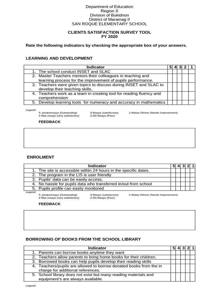 Client Satisfaction Survey for Schools | PDF | Teachers | Behavior Modification