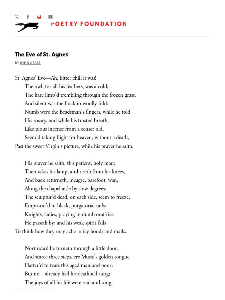 The Eve of St. Agnes - The Poetry Foundation | PDF