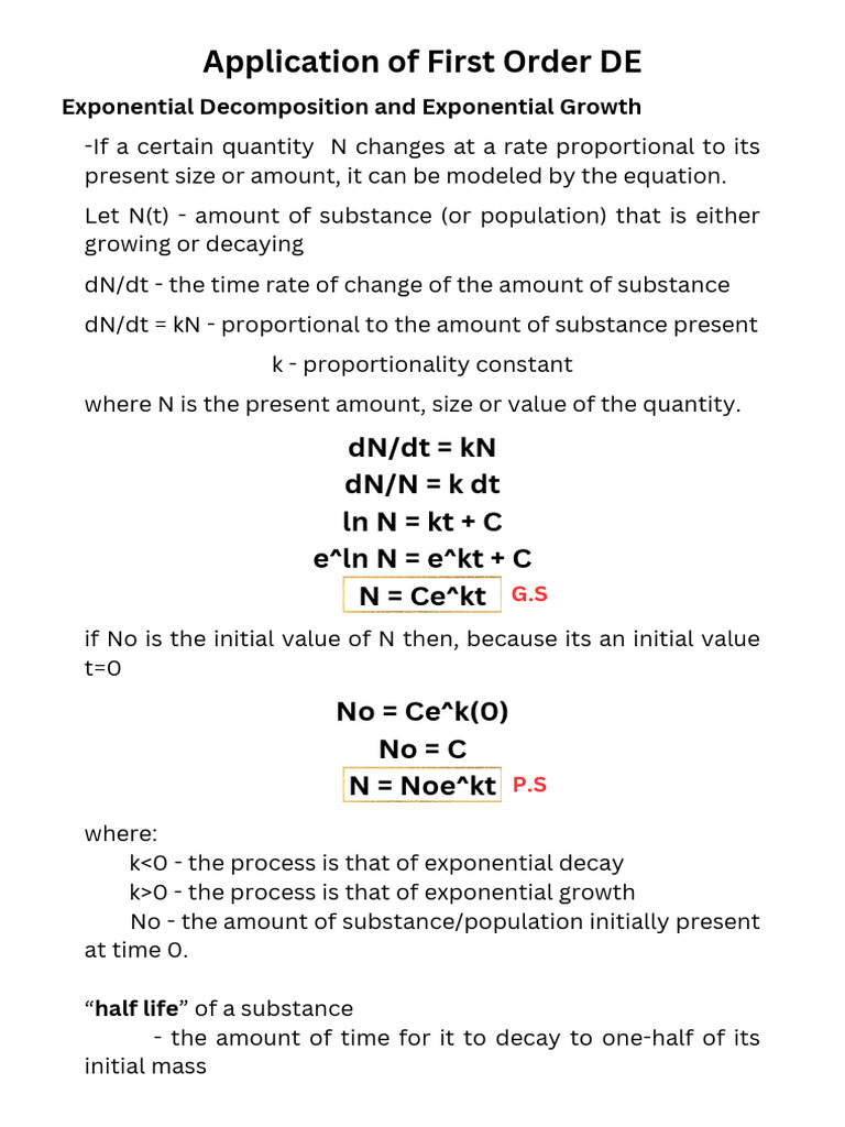 Application-of-First-Order-DE | PDF | Applied And Interdisciplinary ...