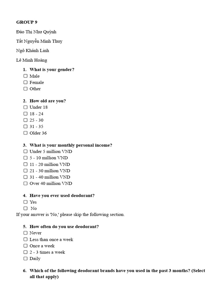 Questionnaire Gr9 | PDF